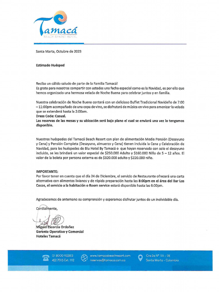 Comunicado Cena Navidad 2023 | PDF