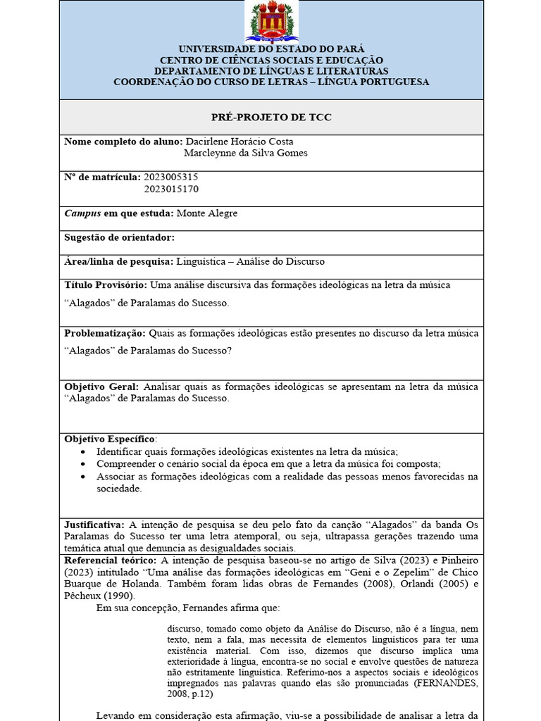 Modelo Pré Projeto | PDF