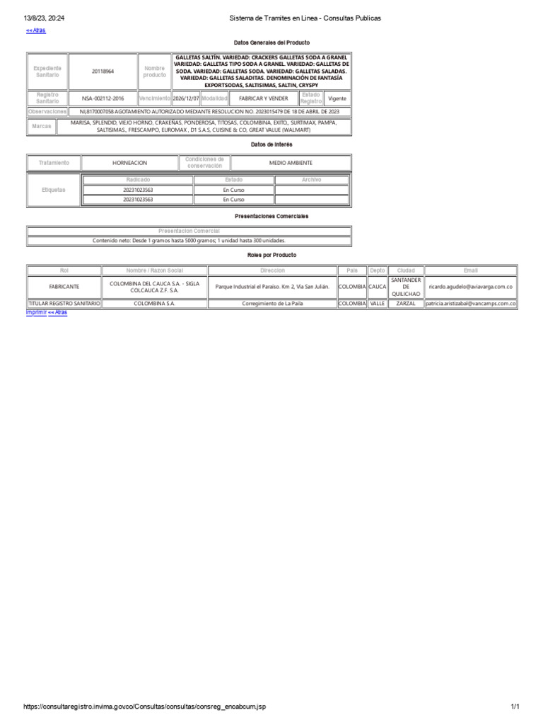 Registo Invima | PDF