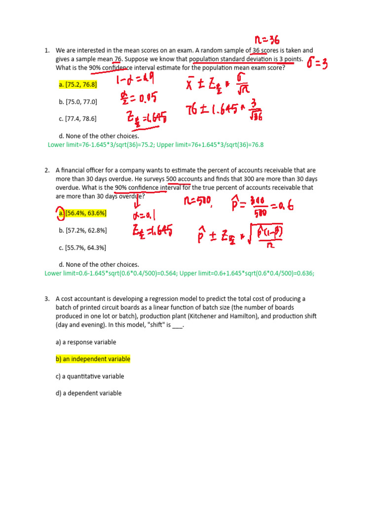 BU255 Mock Final Exam Solution | PDF | Errors And Residuals | Regression Analysis