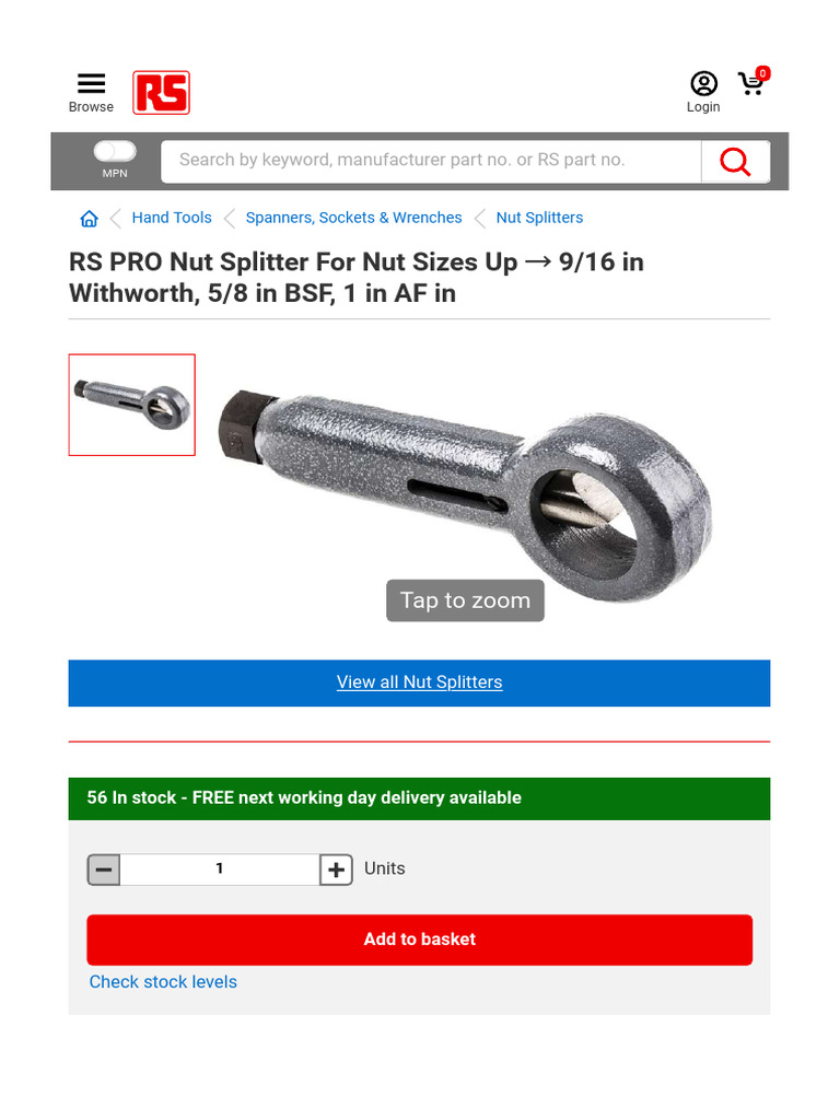 RS PRO Nut Splitter for Seized Nuts | PDF | Tools | Manufactured Goods