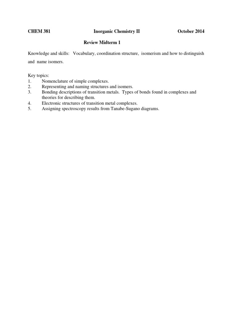 Inorganic Chemistry II Review | PDF | Language Arts & Discipline ...