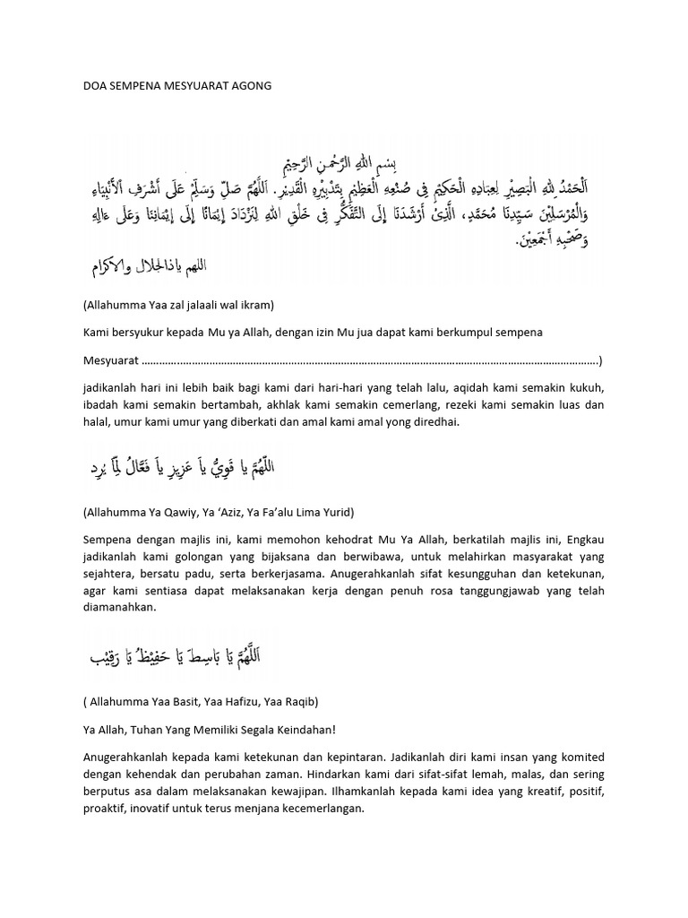 Doa Mesyuarat | PDF | Karier & Perkembangan | Pengembangan Diri
