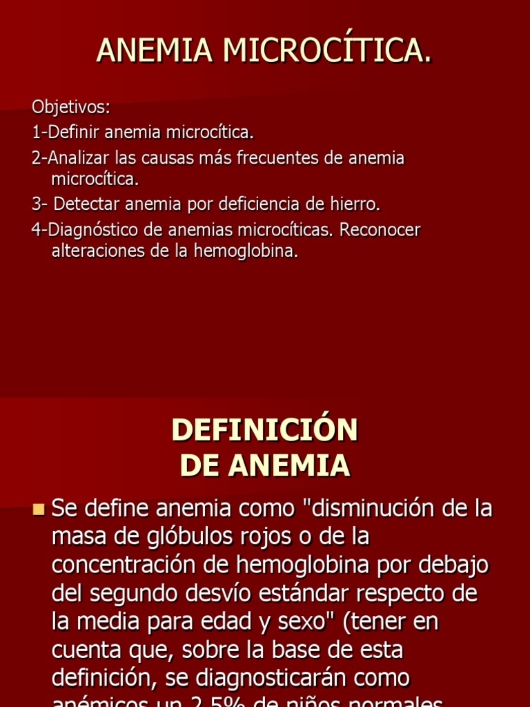 ANEMIA MICROCÍTICA | Anemia | Especialidades Medicas