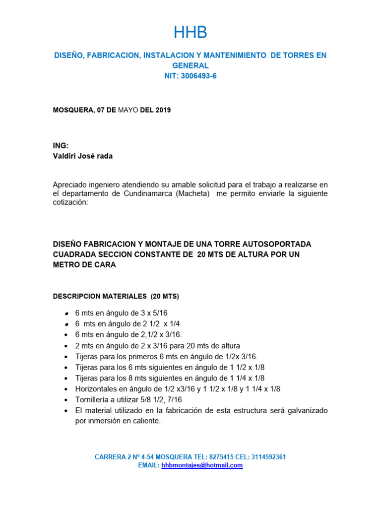 Cotizacion Macheta | PDF | Ingenieria Eléctrica | Ciencias fisicas
