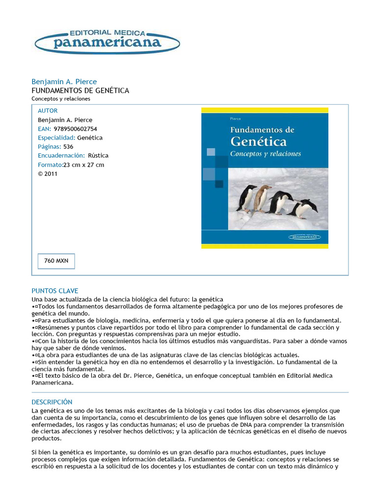 Benjamin A Pierce FUNDAMENTOS DE GENETIC | PDF | Adn | Gene