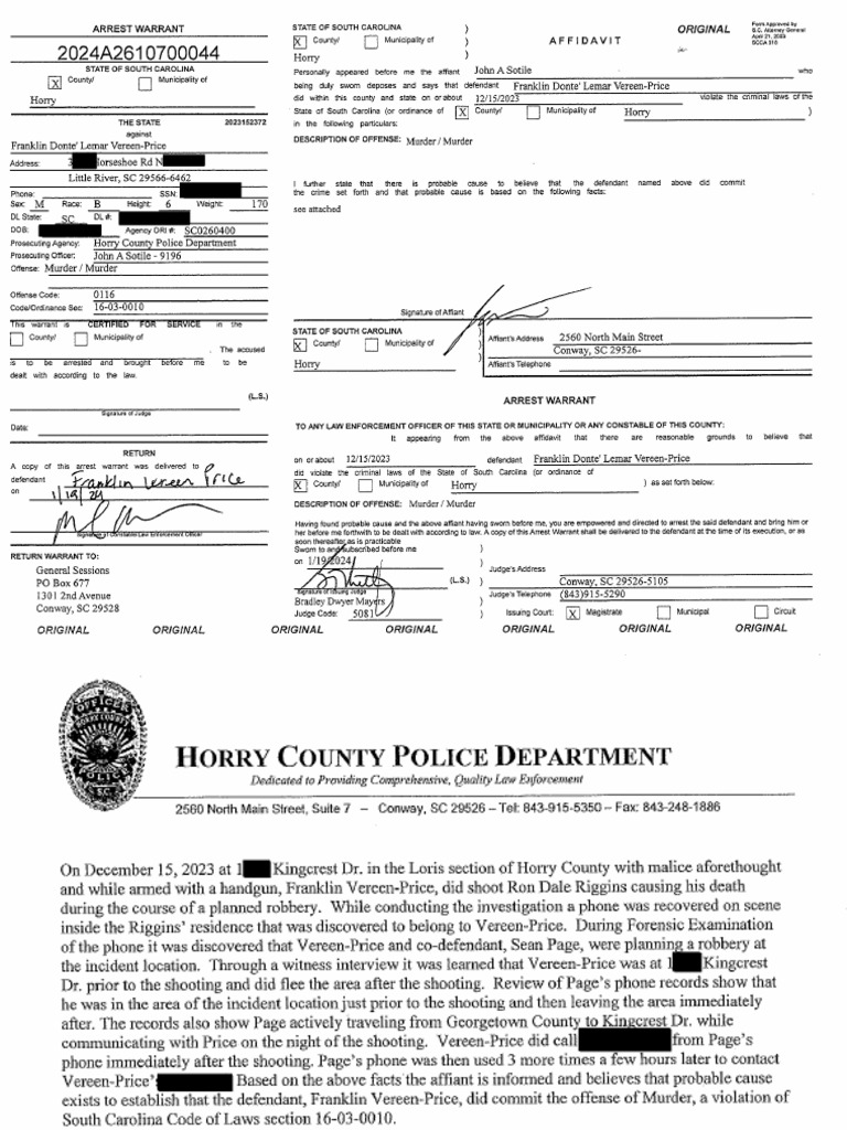 Kingcrest Drive Murder & Burglary Warrants | PDF