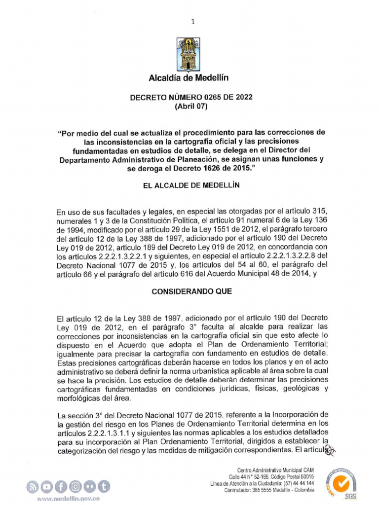 Decreto 0265 de 2022 | PDF