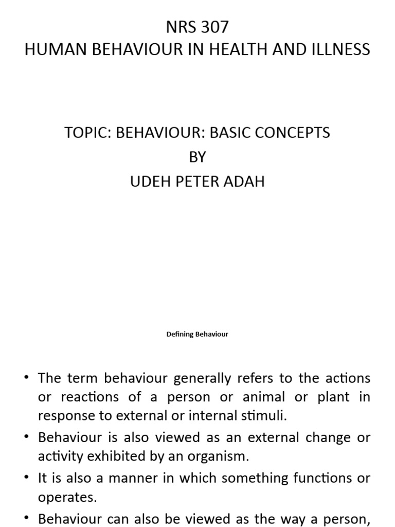 Nrs 307 Human Behavior Basic Concepts | PDF | Behavior | Instinct