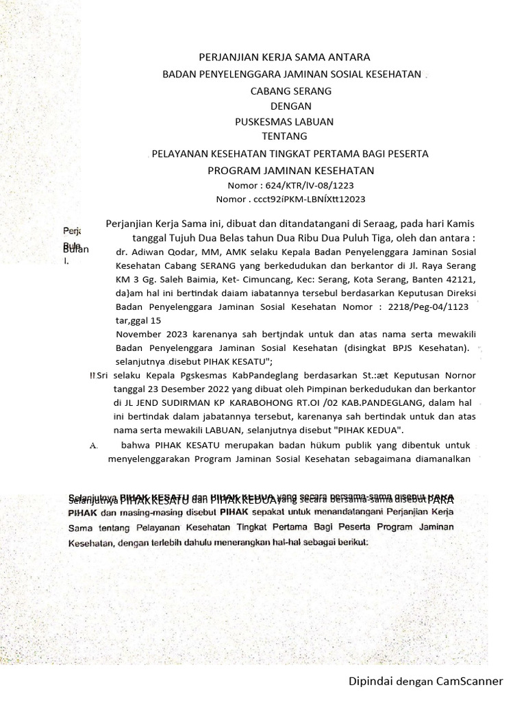 Perjanjian Kerjasama Bpjs Pdf Pengelolaan Keuangan Uang