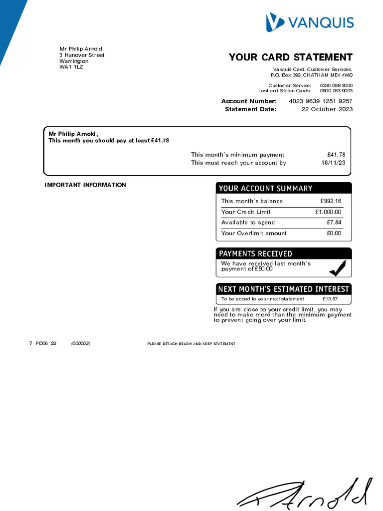 22 10 2023 MonthlyStatement - Signed | PDF | Payments | Debit Card