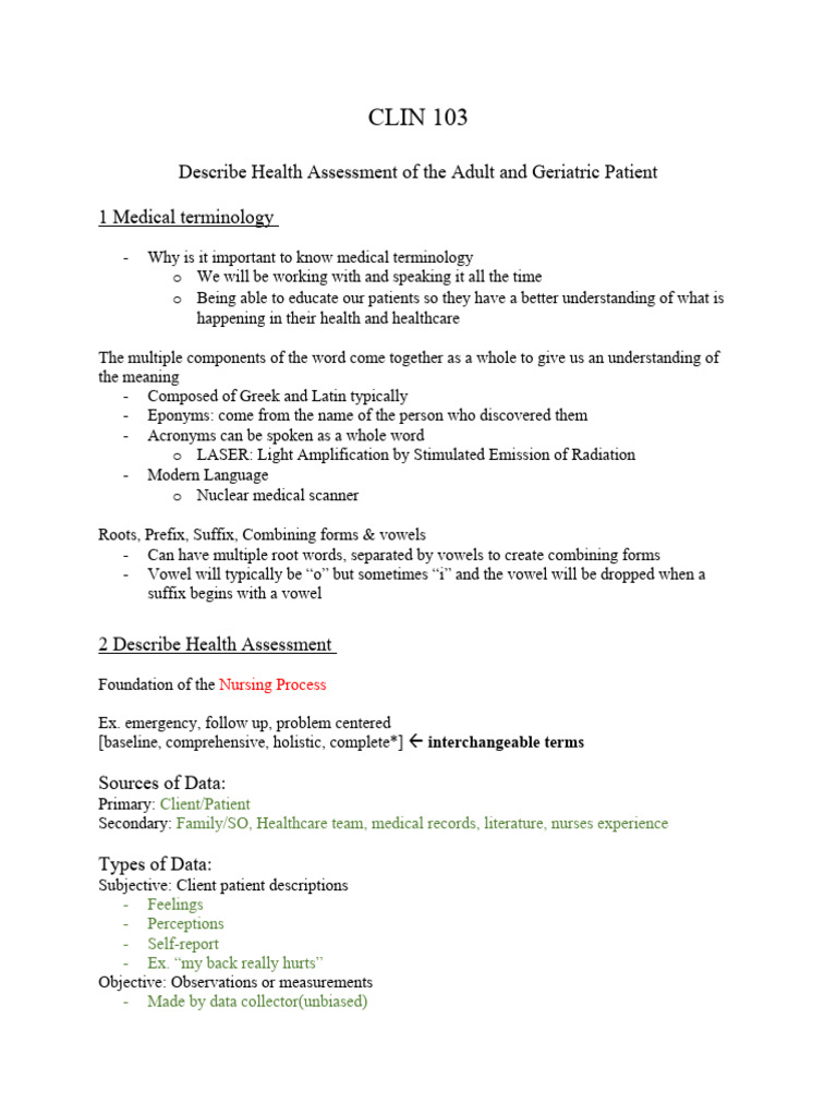 Health Assessment of The Adult and Geriatric Patient | PDF | Physical ...