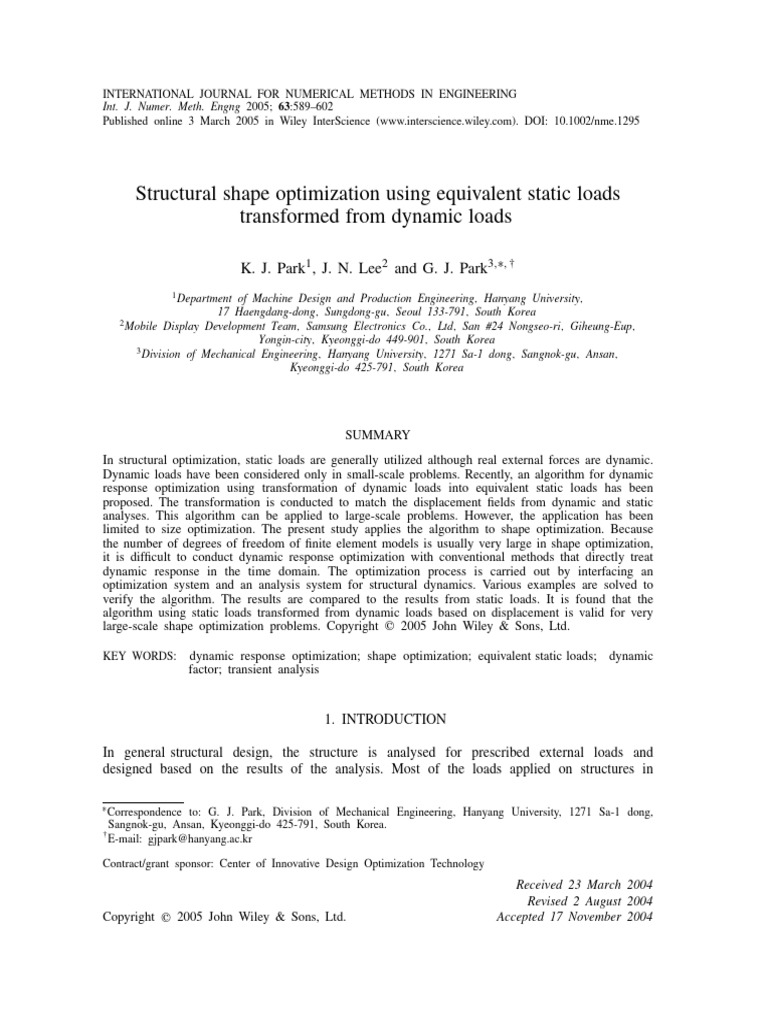 ParkEtal05 DynamicOptimizationWithEquivStaticLoads | PDF | Mathematical ... ParkEtal05 DynamicOptimizationWithEquivStaticLoads | PDF | Mathematical ...
