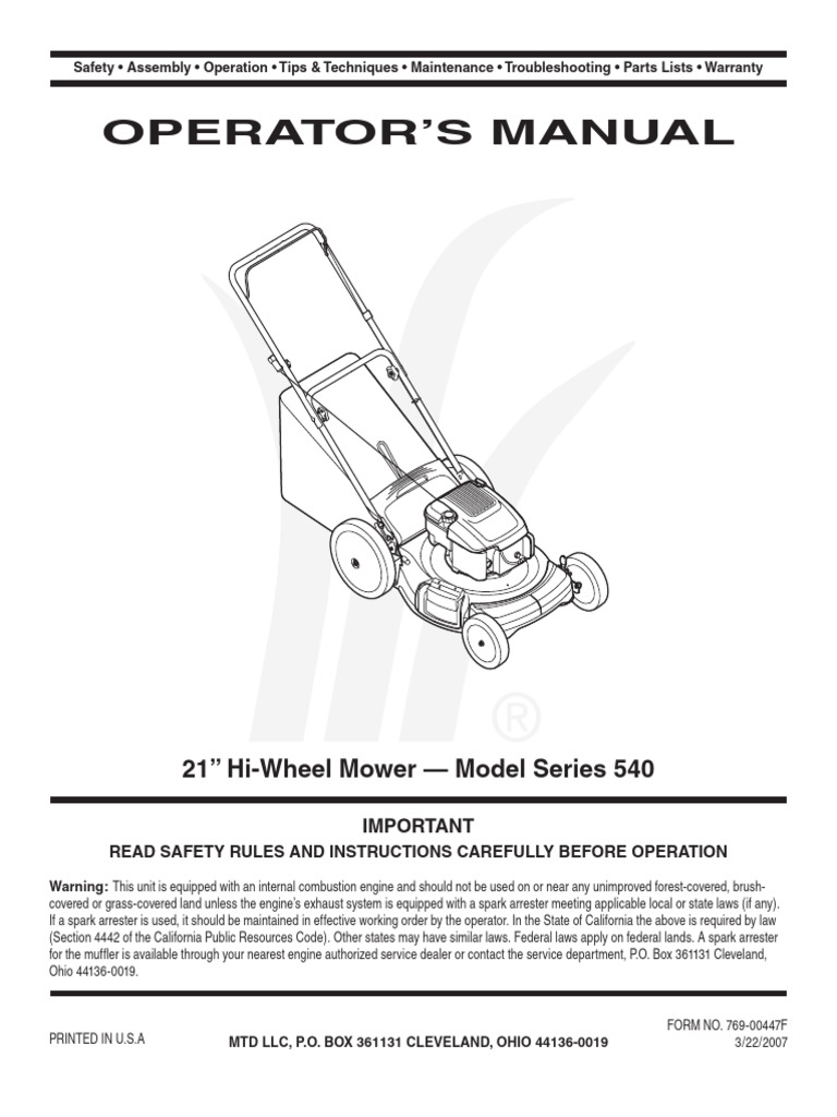 769-00447f Manual MTD | PDF | Mower | Lawn Mower