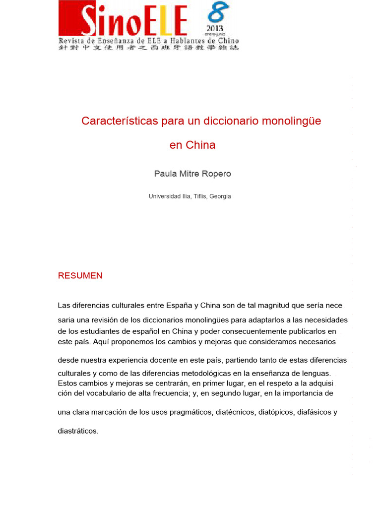 ROPERO - Características para Un Diccionario Monolingue | PDF ...