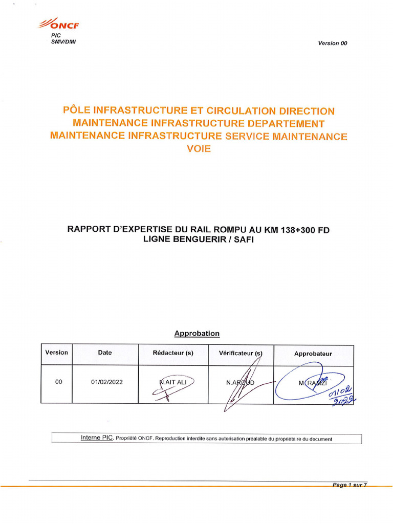 Rt-Ex Du Rail Rompu KM 138+300 FD DTV225 SAFI | PDF