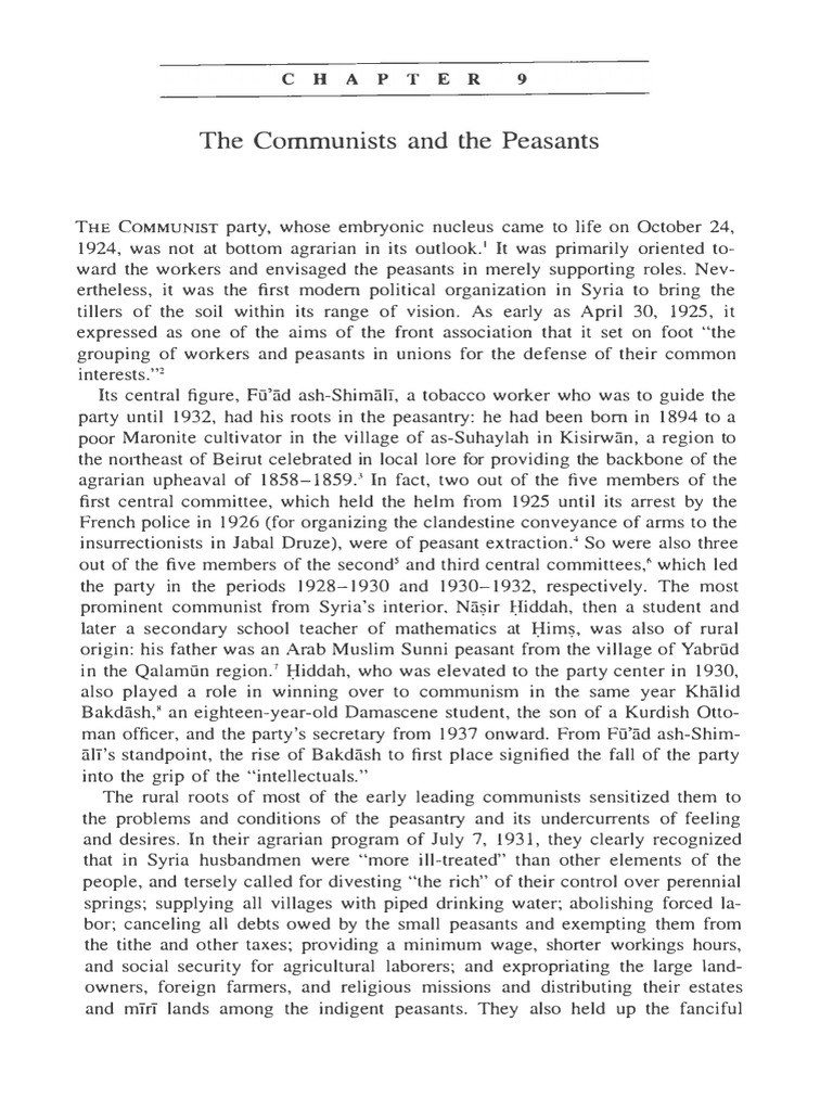 Communism and Syrian Peasantry Politics | PDF | Syria | Communism