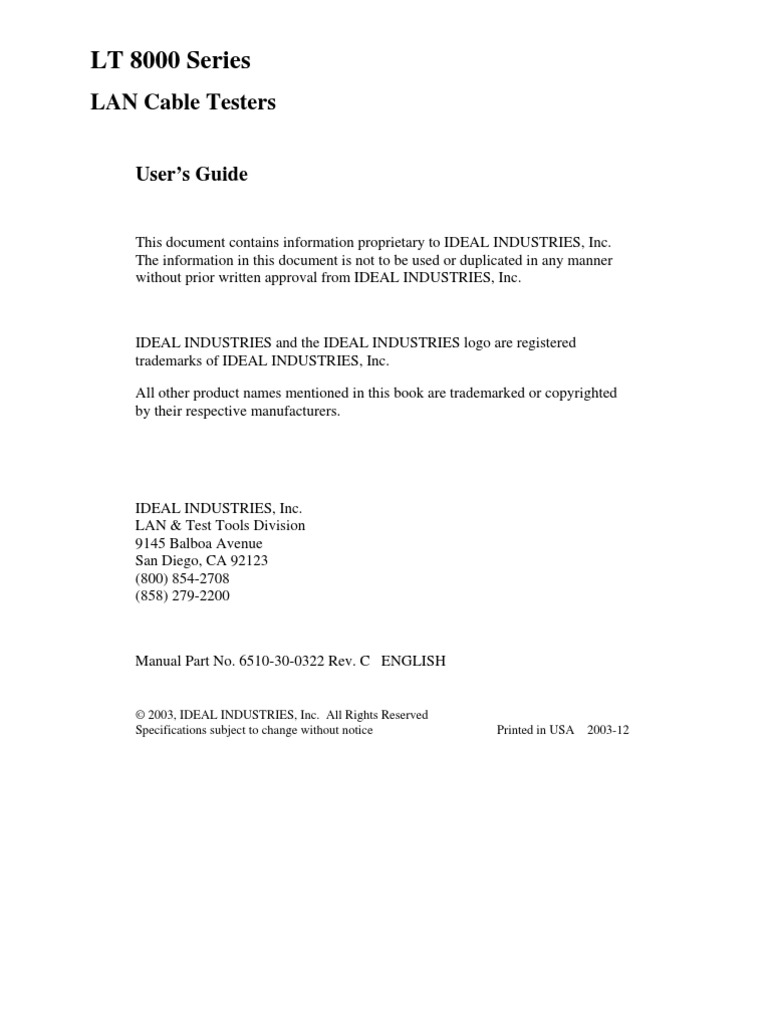 LT8000 Manual | PDF | Cable | Personal Computers
