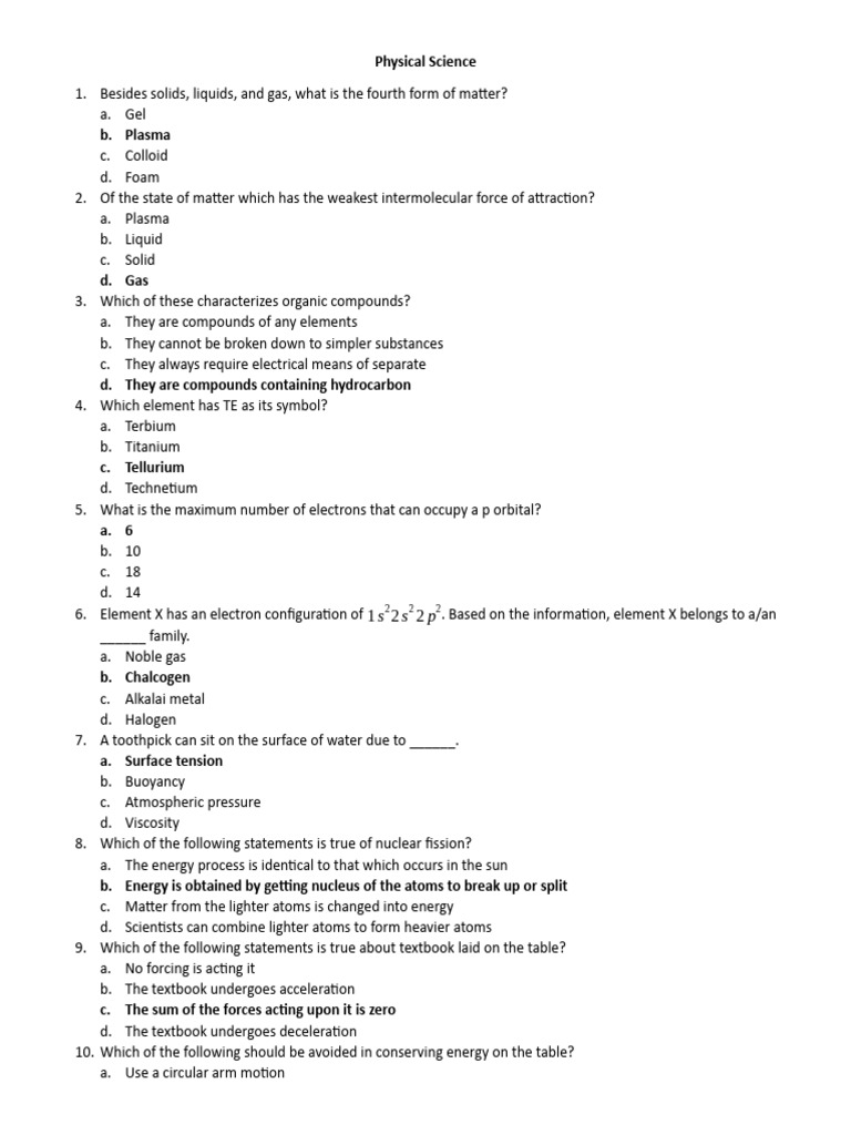 Physical Science Wd Answer Key Pdf Chemical Compounds Chemical