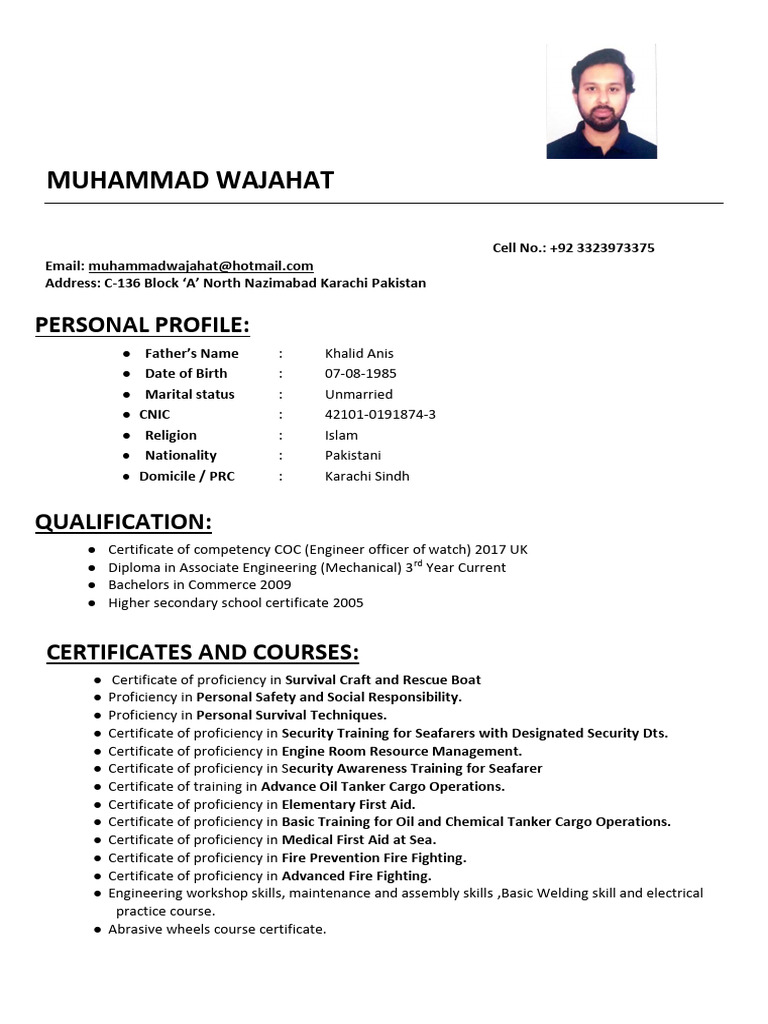 P018 - Seafarer Employment Application Form Rev 02 | PDF