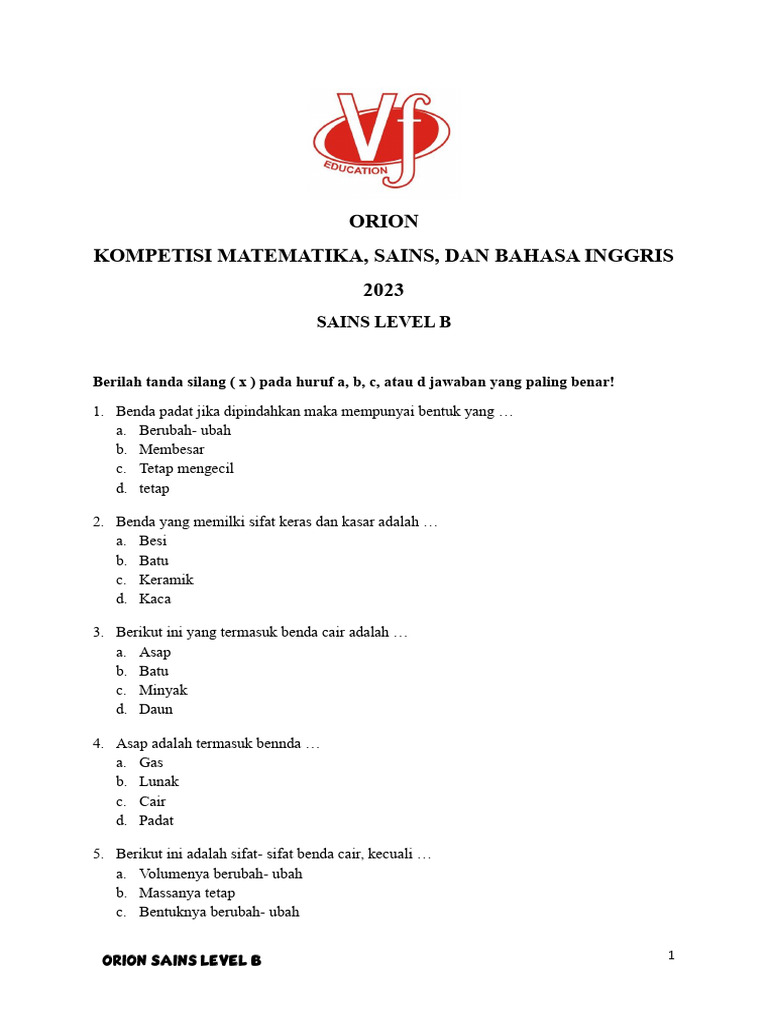 Orion Sains Level B | PDF
