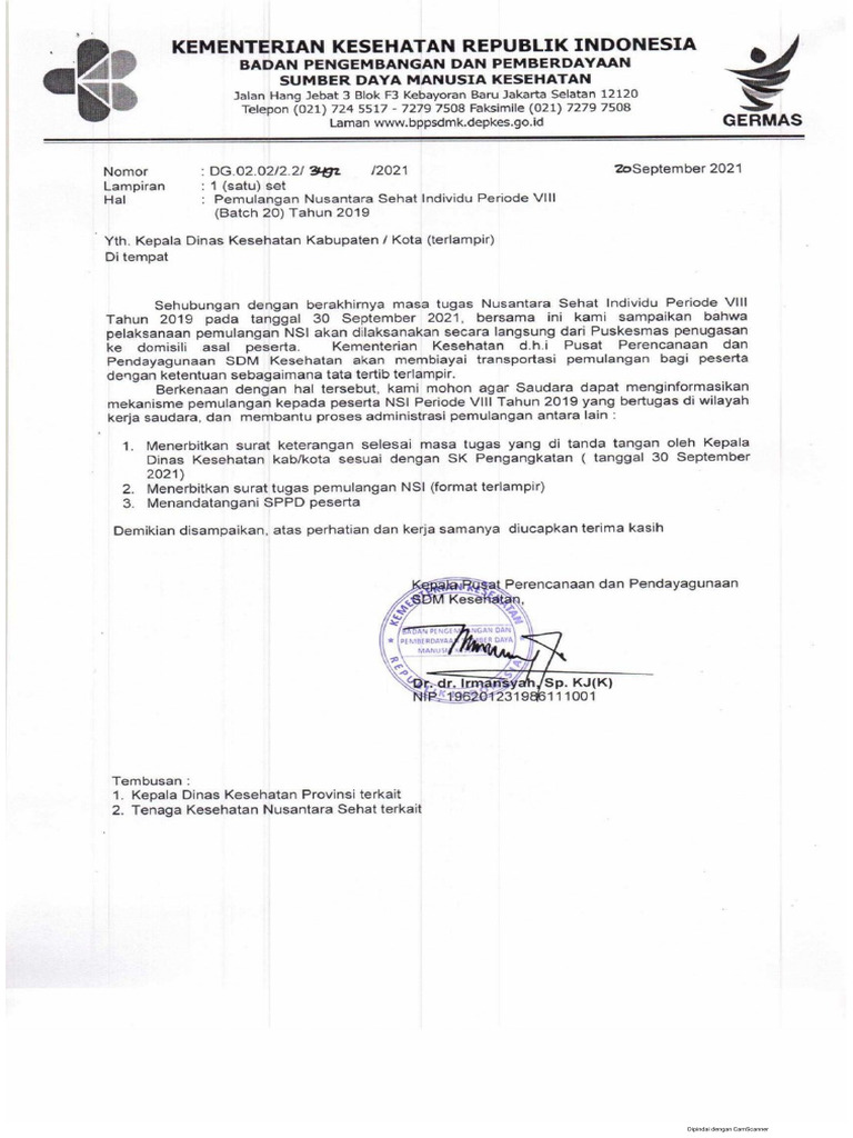 Pemulangan NSI Periode VIII (Batch 20) TH 2019 | PDF