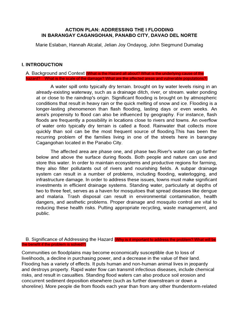 ELS ACTION PLAN Template | PDF | Flood | Infrastructure