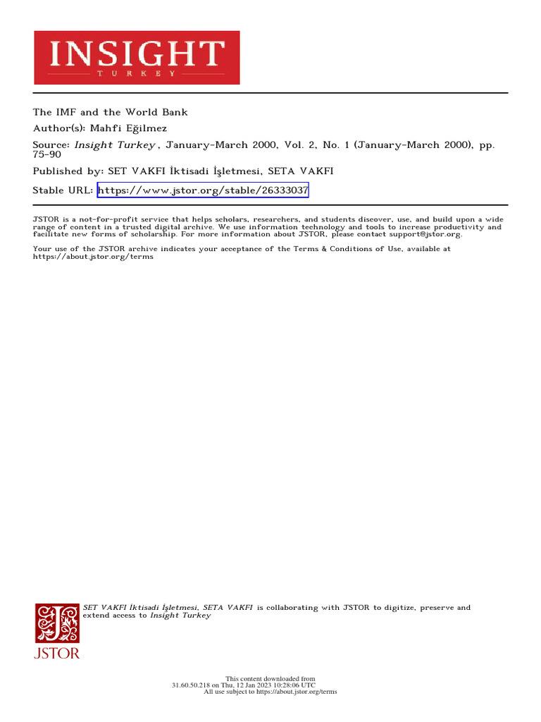 The IMF and The World Bank | PDF | Bretton Woods System | International ...