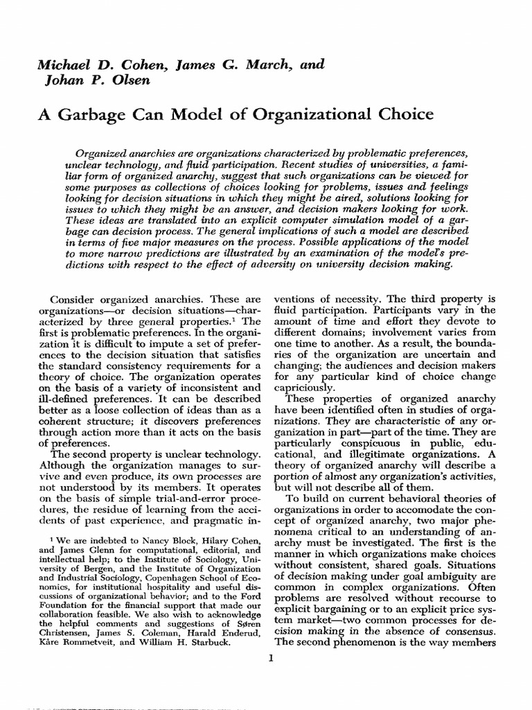 Garbage Can Model | PDF | Cognition