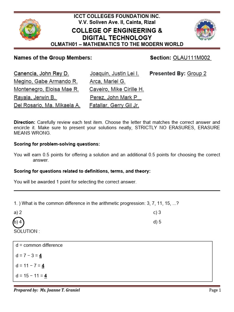 Mathematics Problem Set Overview | PDF | Level Of Measurement ...