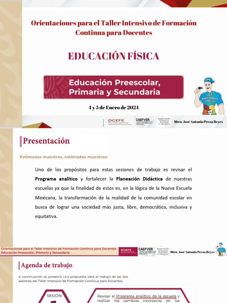 Taller Intensivo 4y5 Enero Educación Física - Mtro. Antonio Preza | PDF | Enseñando | Aprendizaje