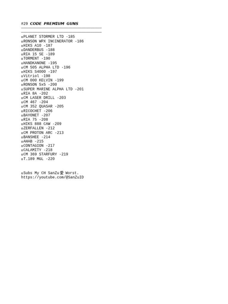 SAS 4 Premium Weapons List | PDF | Business