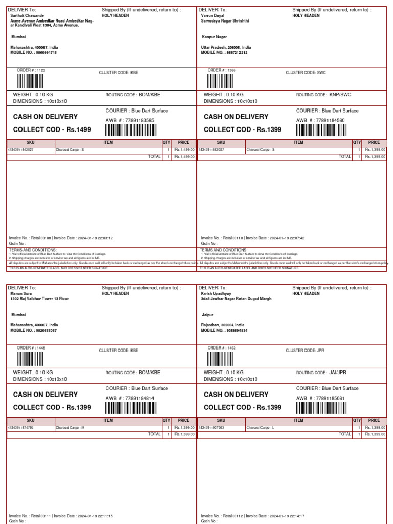 Shipping Label 470920743 77891184501 PDF | PDF