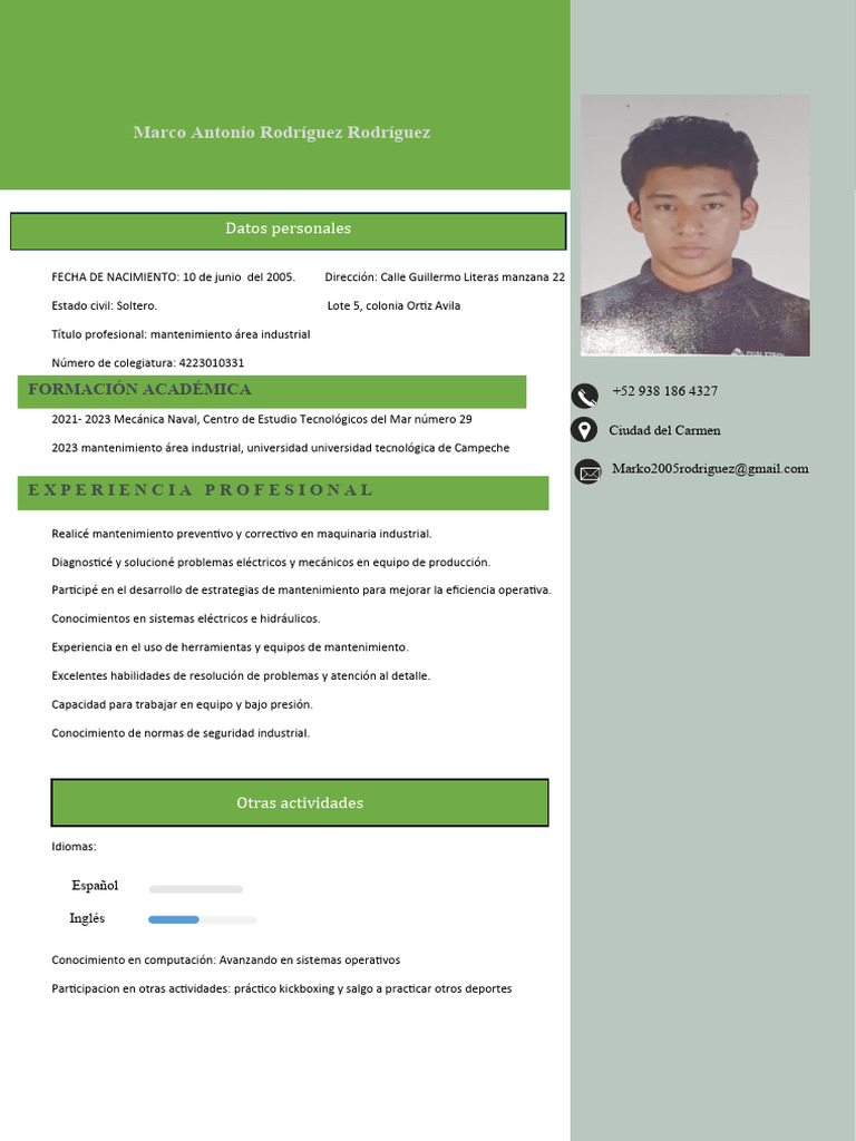 Currículum Marco Antonio Rodríguez Rodríguez | PDF