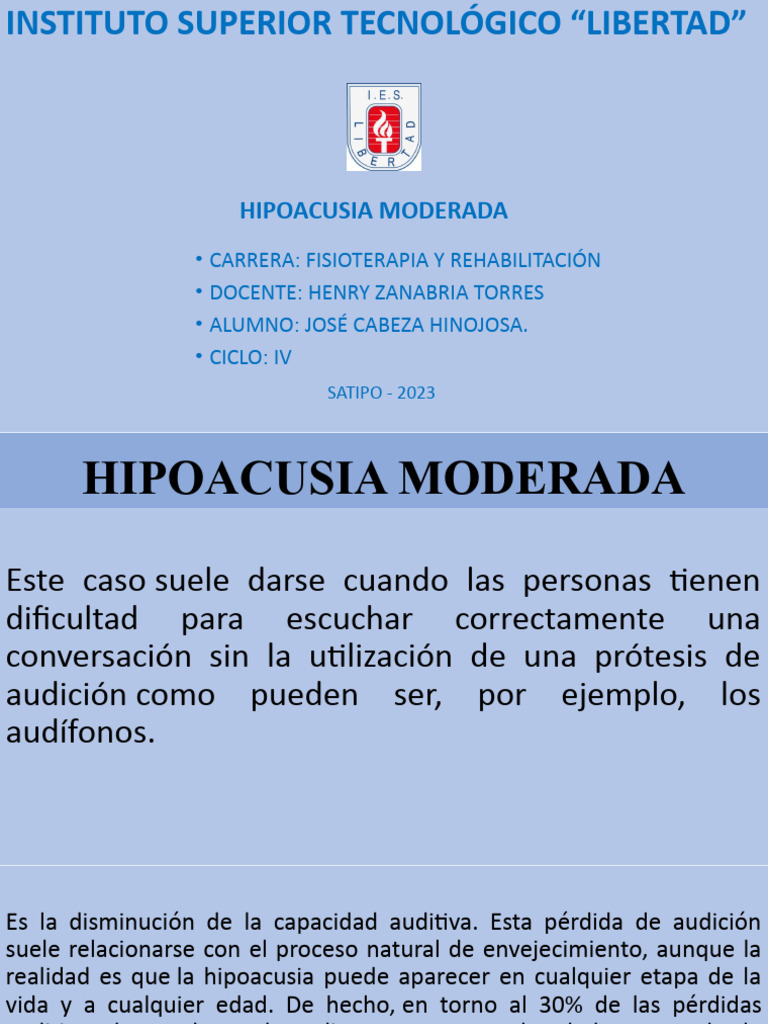 Hipoacusia Moderada | Descargar gratis PDF | Escuchando | Medicina CLINICA