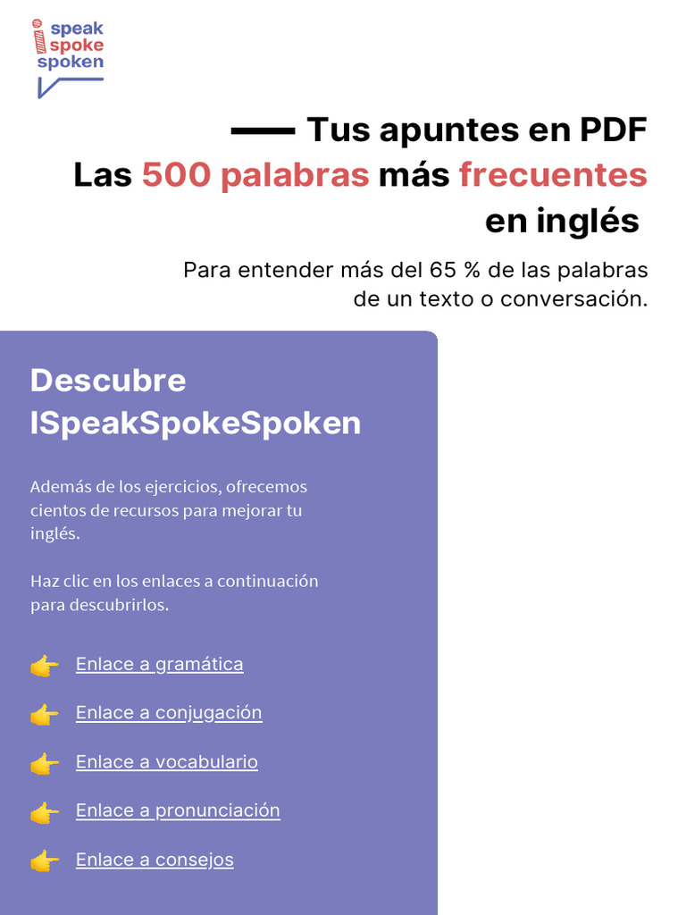 500 Palabras Clave en Inglés y Español | PDF | Crecimiento personal y ...