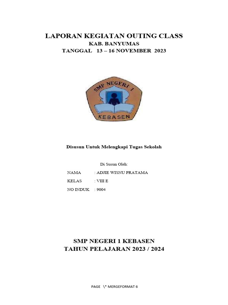 Laporan Kegiatan Outing Class Viii Bms | PDF