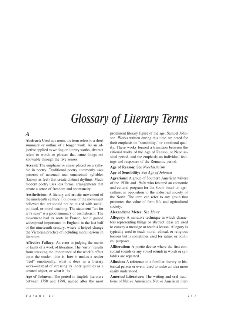 Glossary of Literary Terms | PDF | Poetry | Existentialism