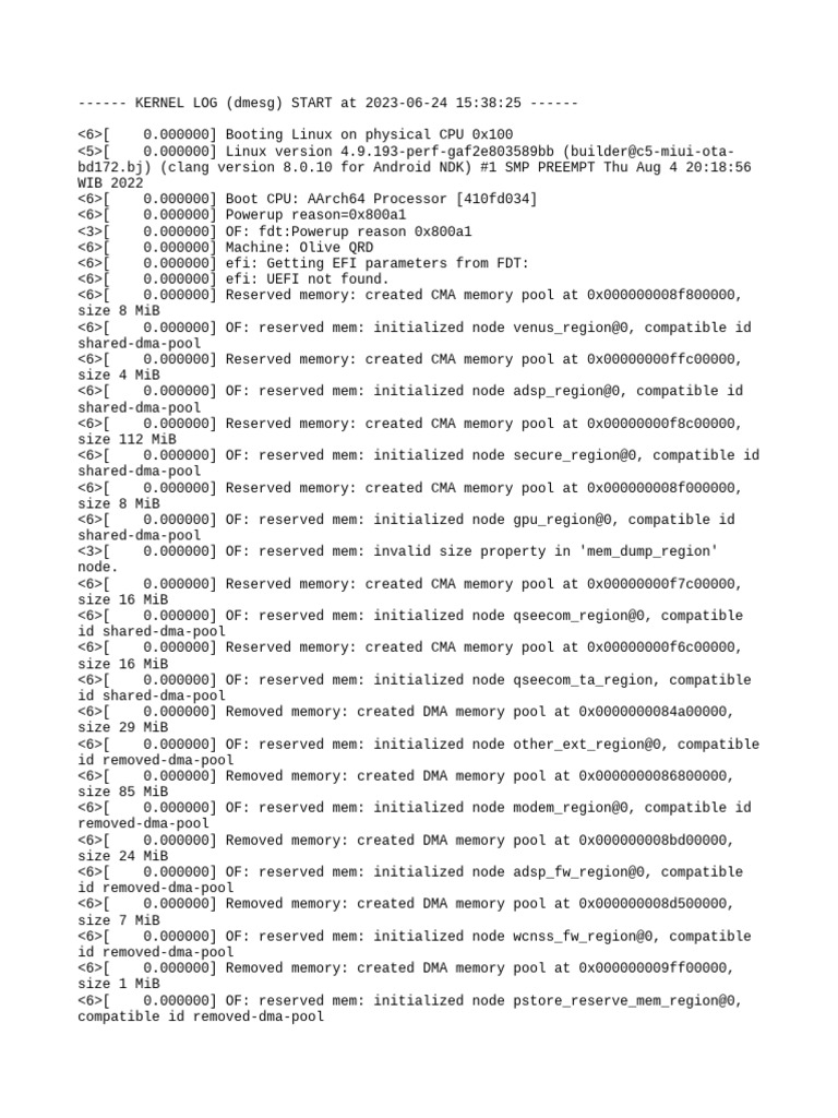 Android KMSG | PDF | Booting | Central Processing Unit