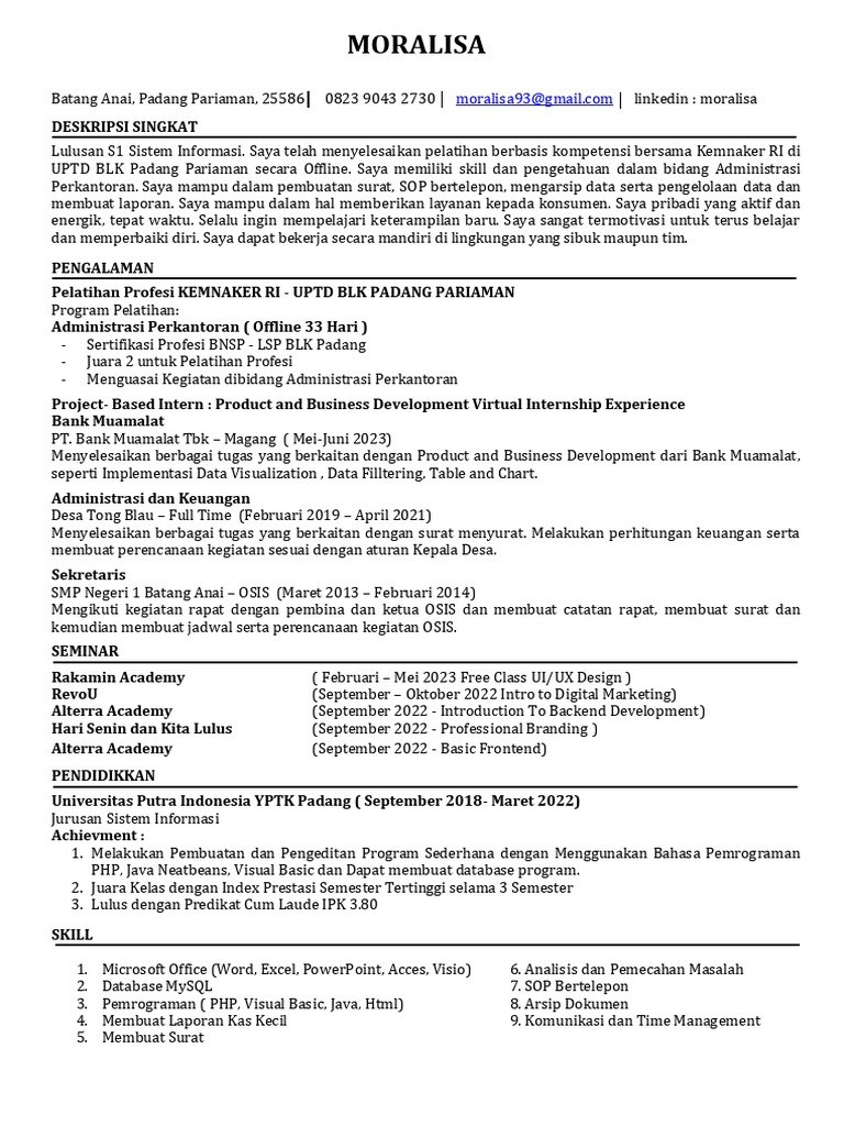 CV - Font Cambria | PDF