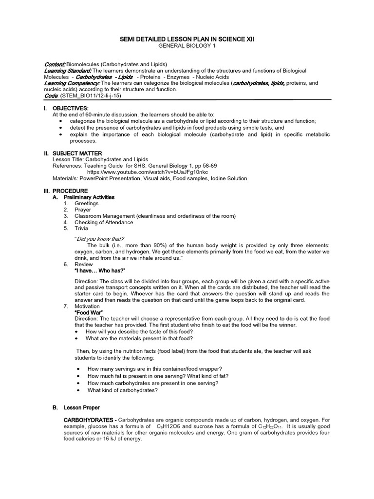 Carbohydrates and Lipids | PDF | Carbohydrates | Glucose