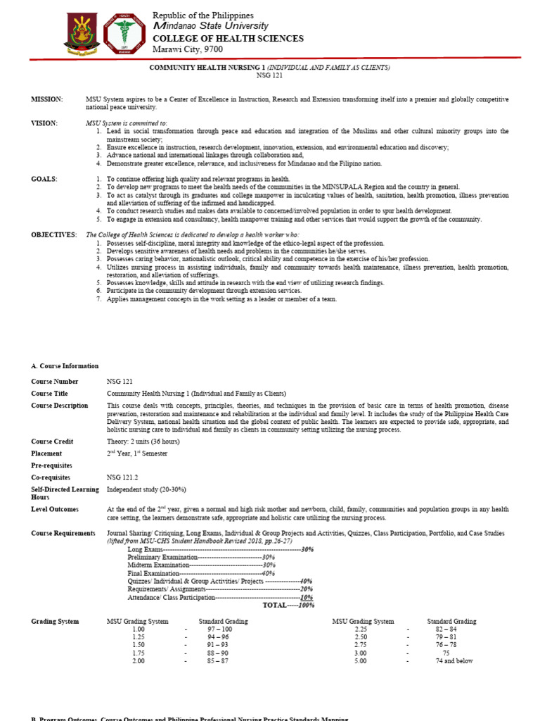 CHN 1 Syllabus 2023 | PDF | Nursing | Communication