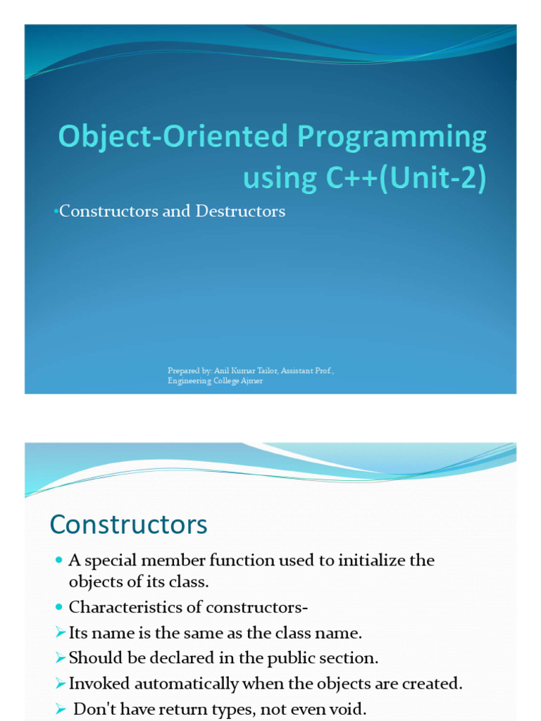 Constructors and Destructors Slides | PDF