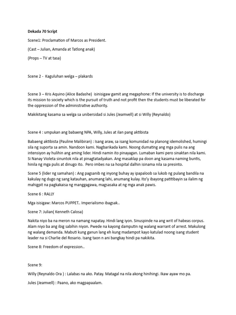 Dekada 70 Script | PDF