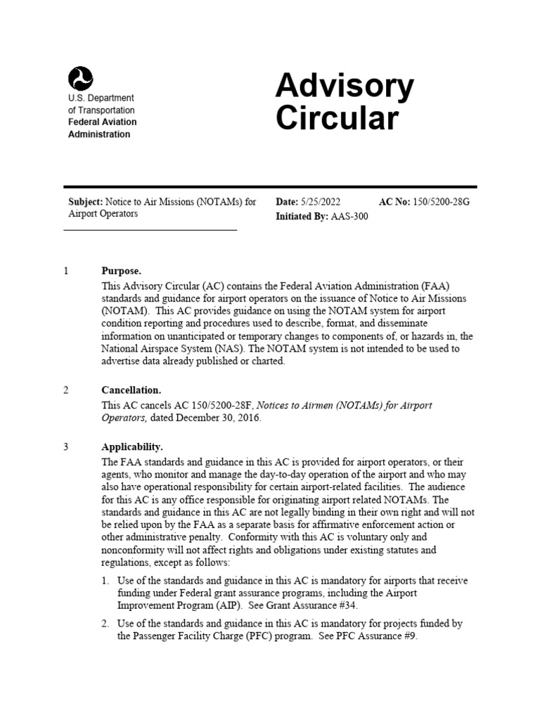 150 5200 28G NOTAMs 2022 | PDF | Air Traffic Control | Airport