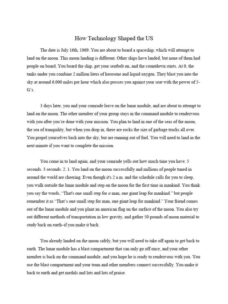 Eli Stringfellow - Essay Final Draft | PDF | Moon | Moon Landing