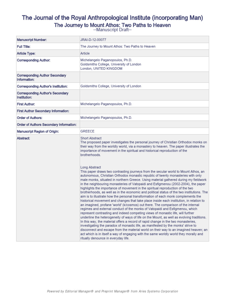 The Journey To Mount Athos | PDF | Christian Monasticism | Monk