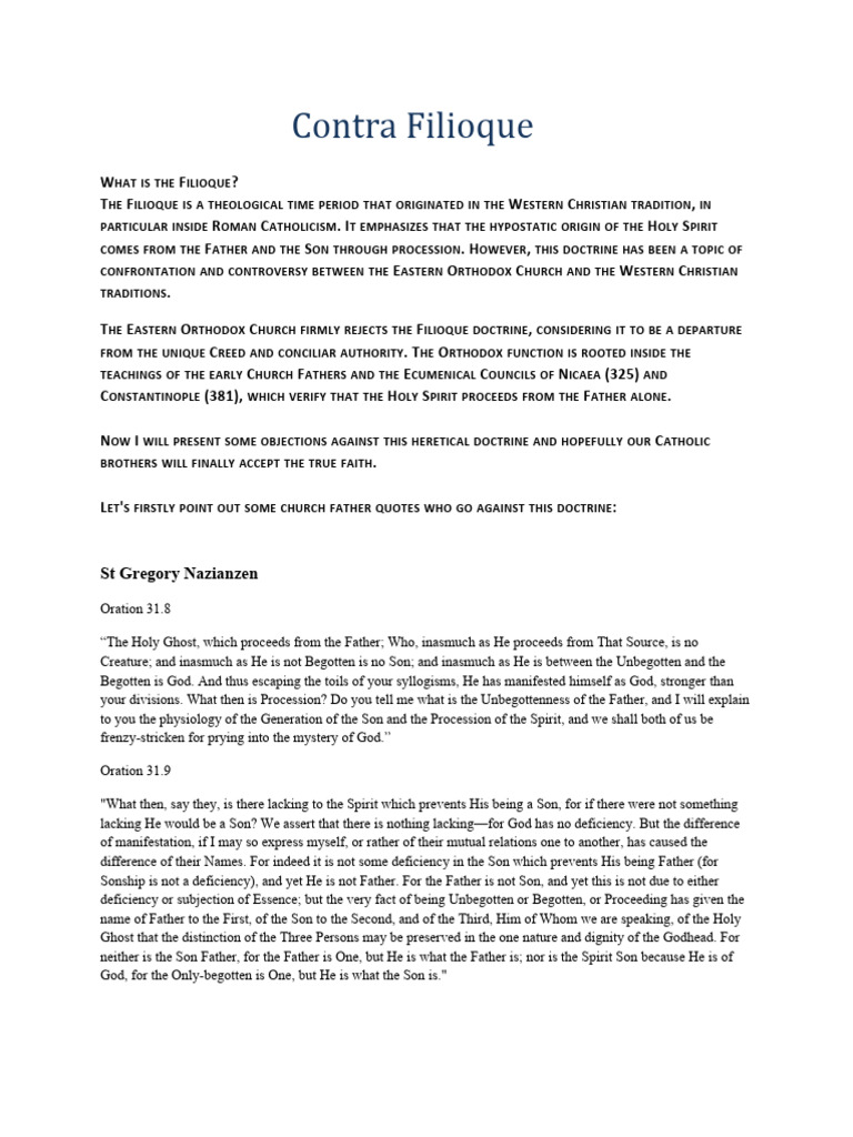 Orthodox Rejection of the Filioque | PDF | Religion & Spirituality