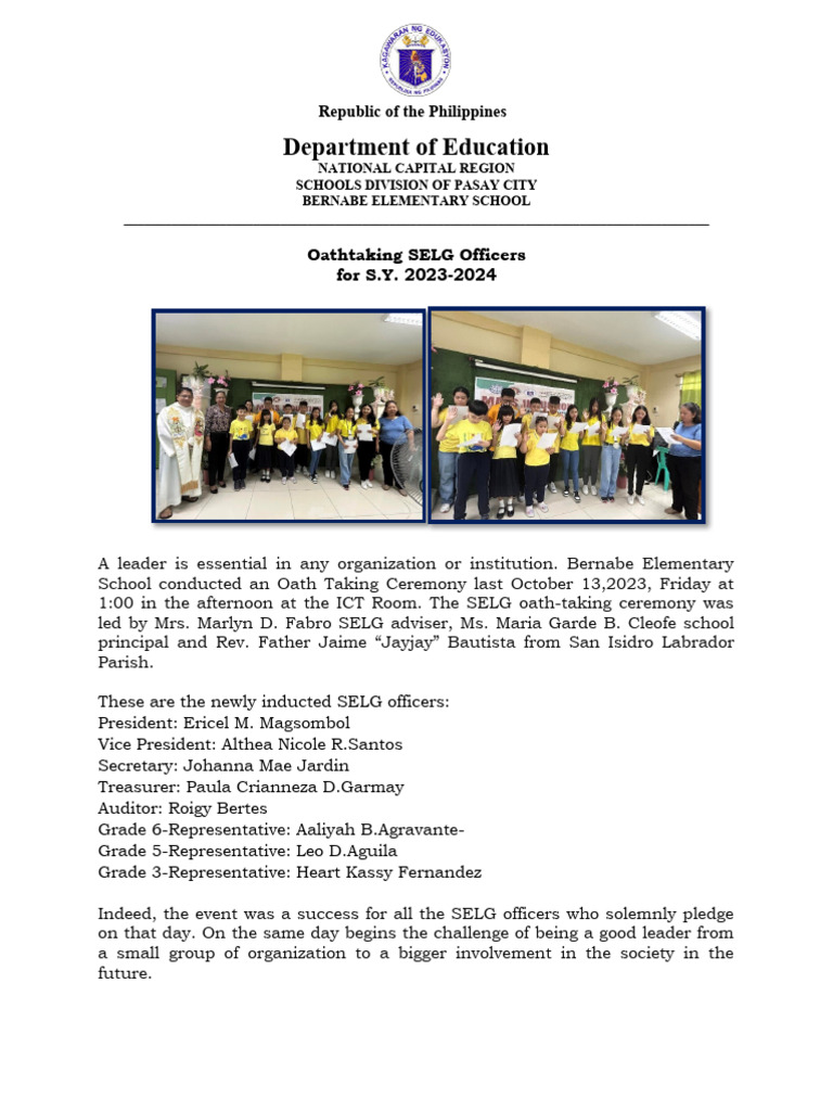 Article SPG Officers 2023 2024 | PDF