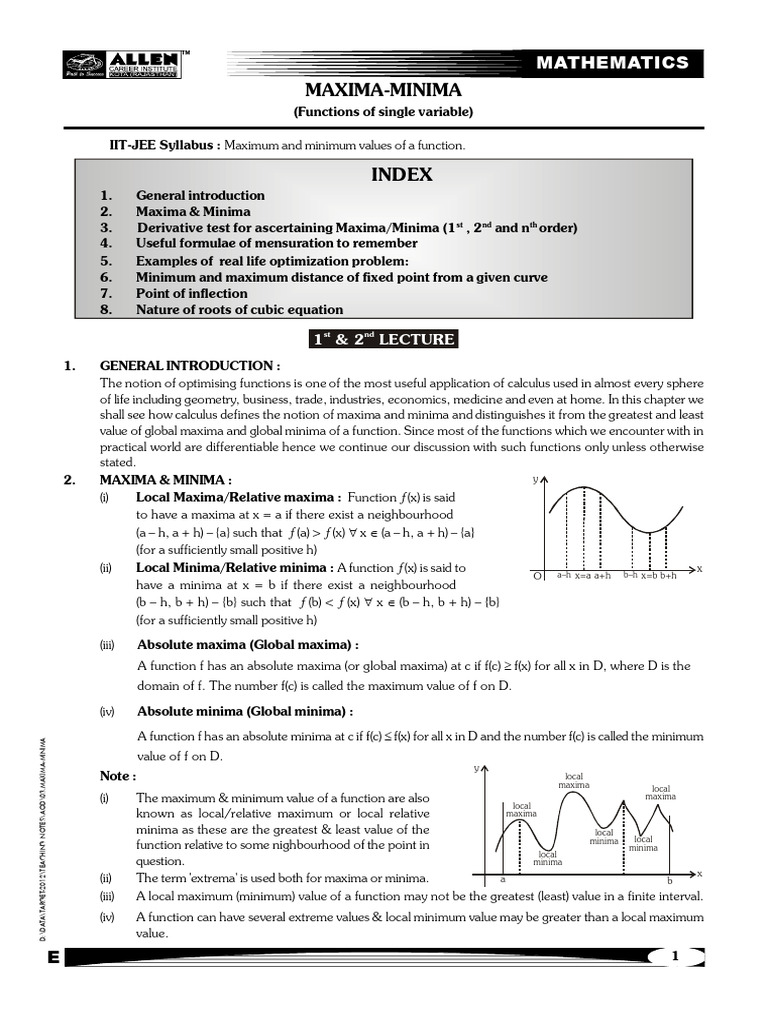 03 Maxima-Minima | PDF | Function (Mathematics) | Mathematical Objects